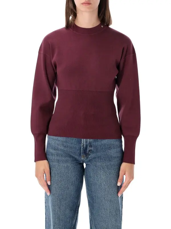 ANINE BING Mock Neck Fitted Knit Top - Viola