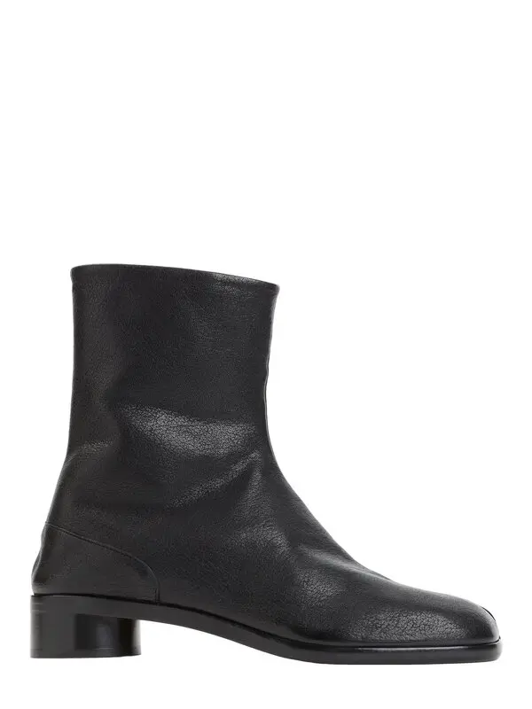 MAISON MARGIELA Grained Leather Tabi Ankle Boots - Black