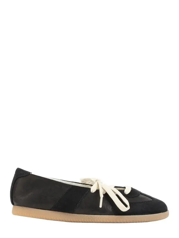 MAISON MARGIELA Soft-laced Leather Ballerina Flats - Black
