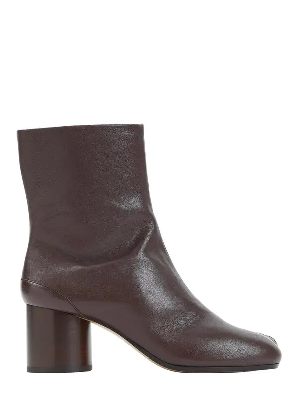 MAISON MARGIELA Tabi Ankle Boots In Leather With 6cm Block Heel - Brown