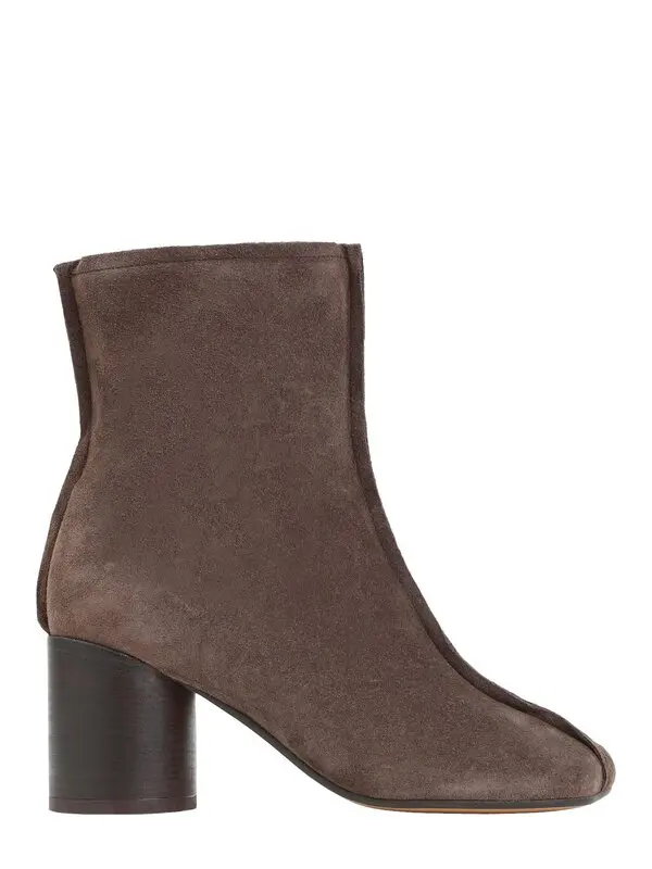 MAISON MARGIELA Suede Calf Leather Ankle Boots With 7cm Block Heel - Brown