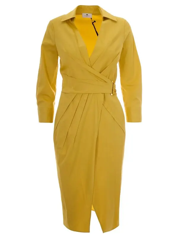 Elisabetta Franchi Midi Wrap Dress With Belt Detail - Sun