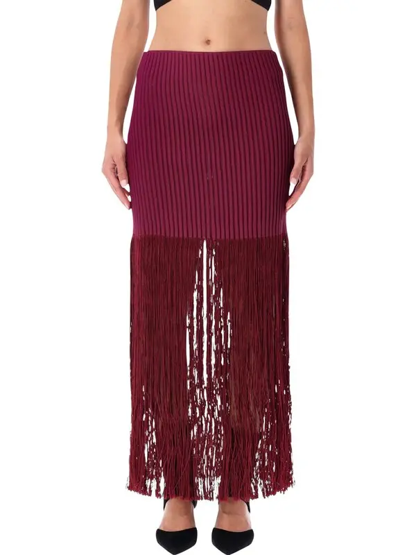 Alaïa High-rise Ribbed Knit Fringed Skirt - Viola