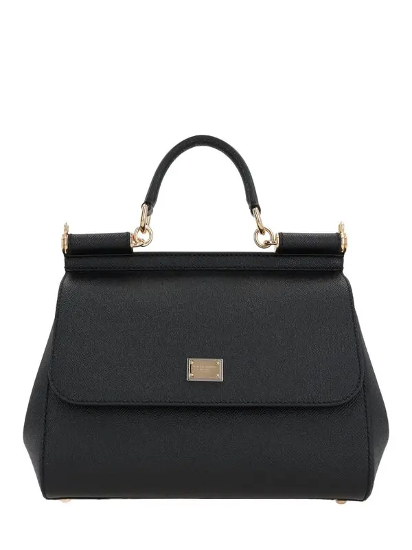 Dolce & Gabbana Calfskin Crossbody Bag With Flap And Logo Tag - Nero