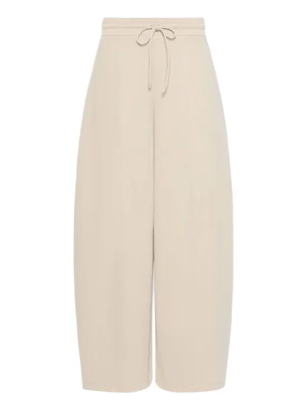 Max Mara Technical Cotton T-shirt Trousers With Elastic Drawstring Waist And Slant Pockets - Beige