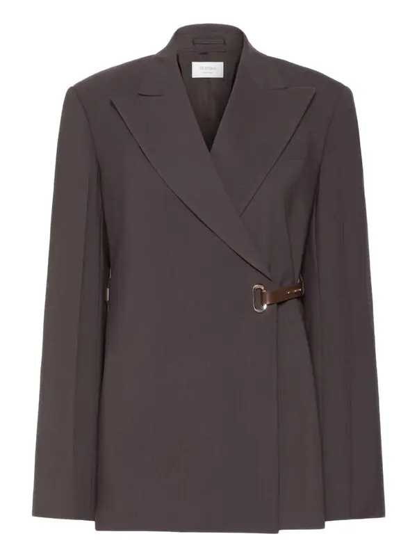 Sportmax Stretch Viscose Belted Utility Jacket With Padded Shoulders - Marrone
