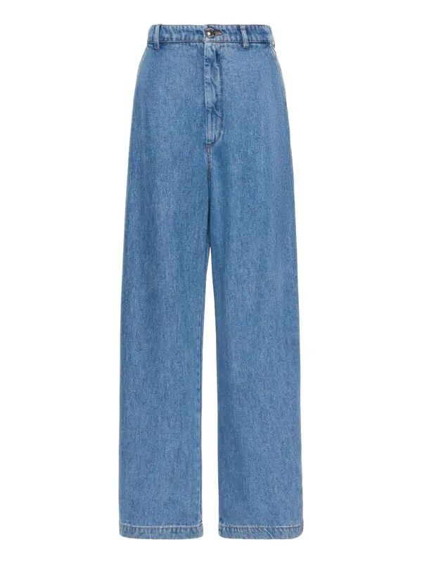 Sportmax Pure Tencel Denim Loose-fit Jeans With Contrasting Stitching - Blu