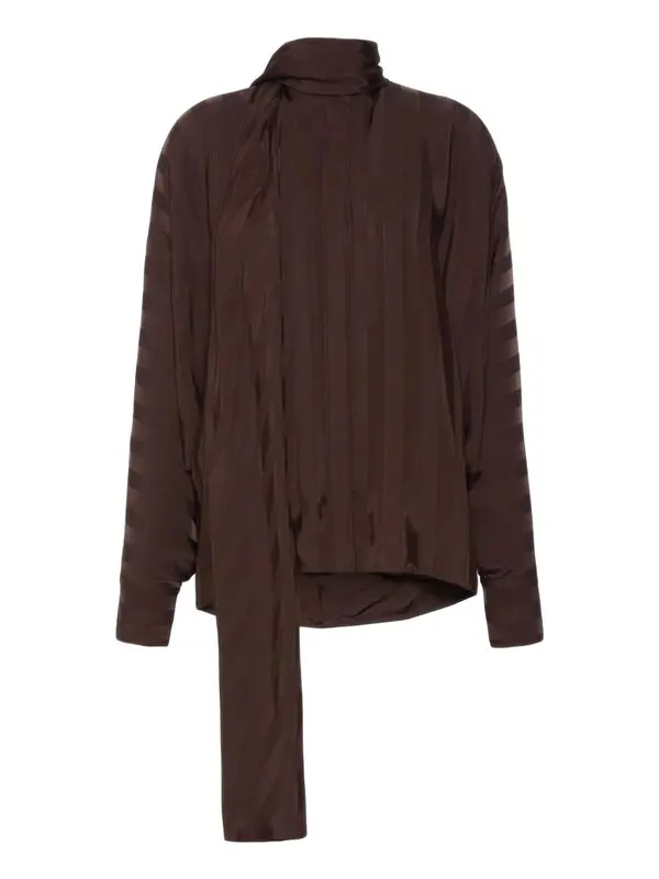 Sportmax Oversize Striped Viscose Shirt - Marrone