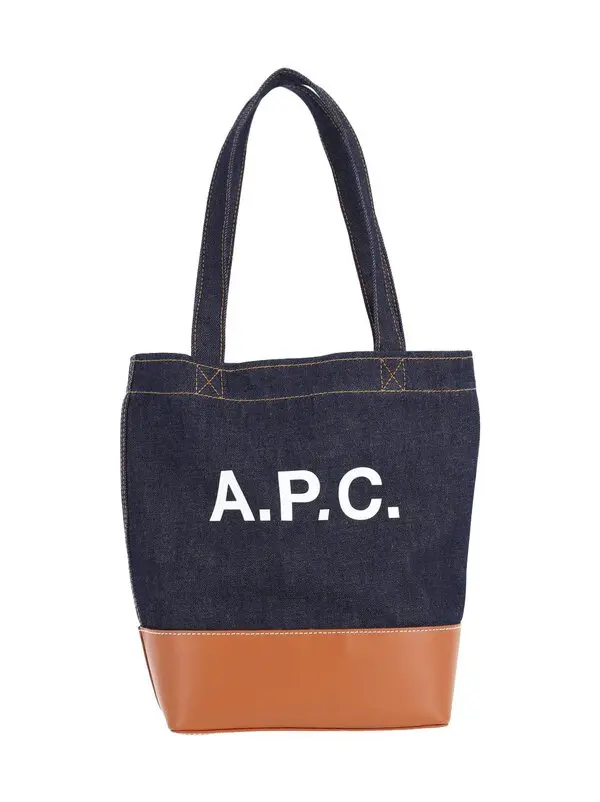 A.p.c. Denim And Leather Tote Bag - Brown