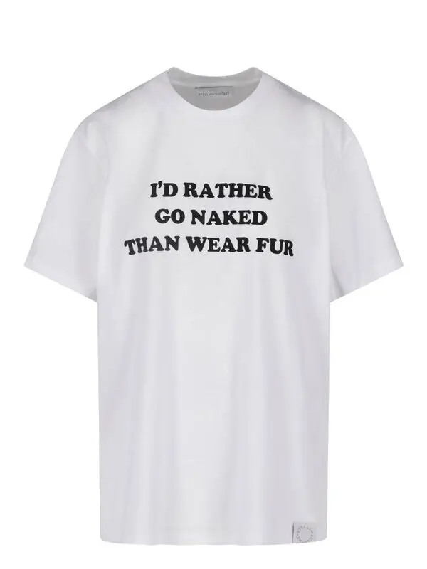 Stella McCartney I'd Rather Go Naked Than Wear Fur" Graphic T-shirt - White