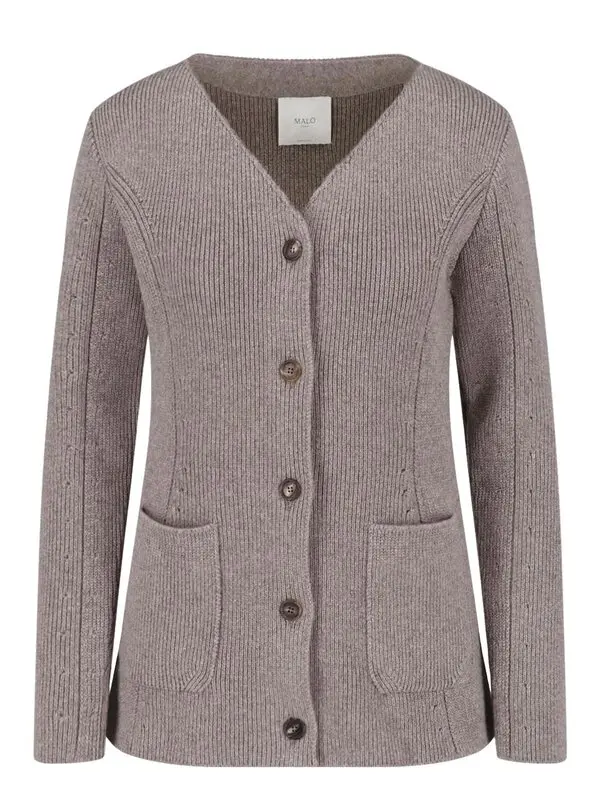 Malo 100% Cashmere Cardigan - Taupe