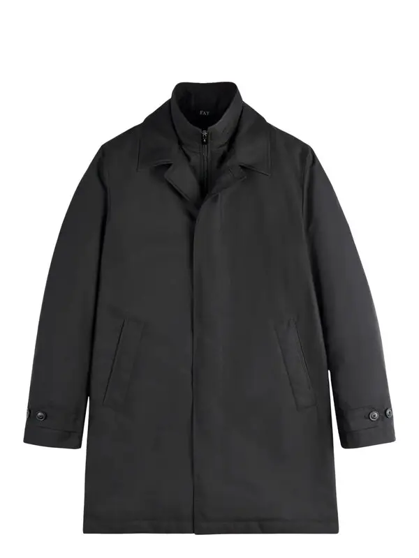 FAY Textured Wool-blend Overcoat - Black