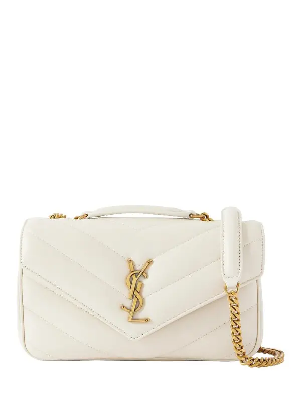 Saint Laurent Loulou Small Matelassé Leather Shoulder Bag - White