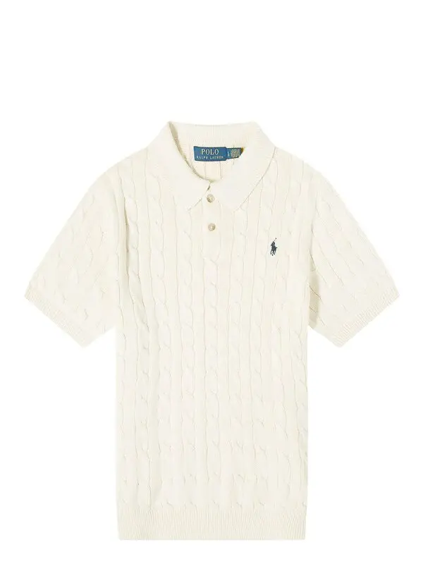 Polo Ralph Lauren Short Sleeve Cable Knit Polo - Cream