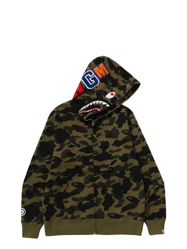 A BATHING APE 1st Camo Shark Full Zip Hoodie - Green
