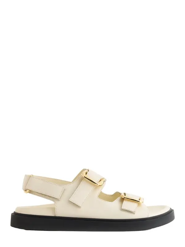 Quince Italian Leather Double Buckle Slingback Sandal - Bone