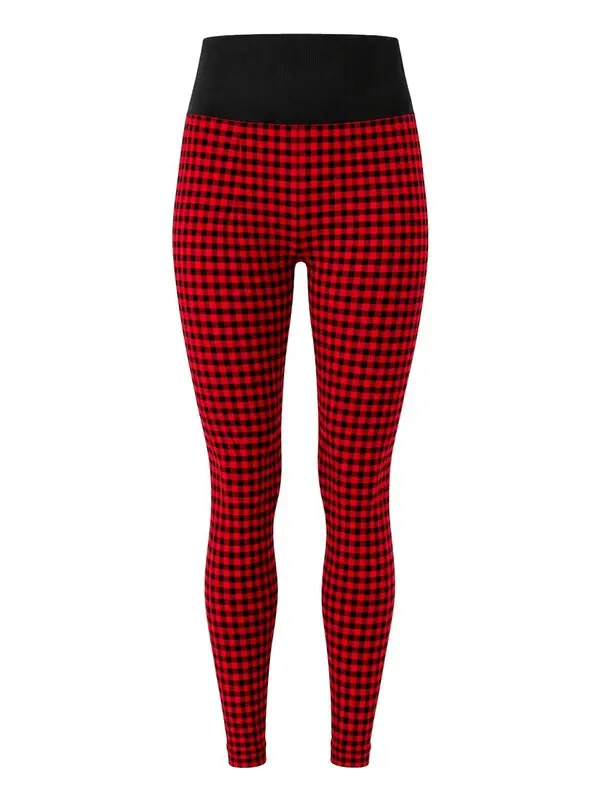 HEART AND SOUL Red / Black Bright Red & Black Check High-waisted Activewear Leggings - Red/black