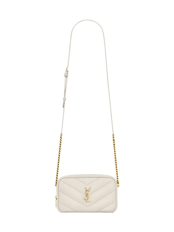 Saint Laurent Loulou Mini Camera Bag In Lambskin - White