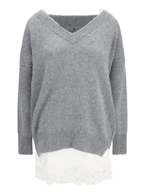 Ermanno Scervino Knit Dress With Lace Slip - Grey