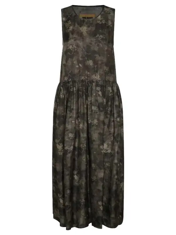 UMA WANG Ardal Printed Moulay Fabric Midi Dress - Green