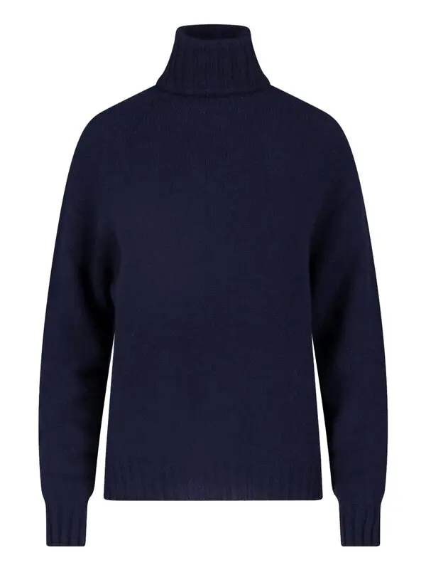 MA'RY'YA Cashmere And Virgin Wool High Neck Sweater - Blue