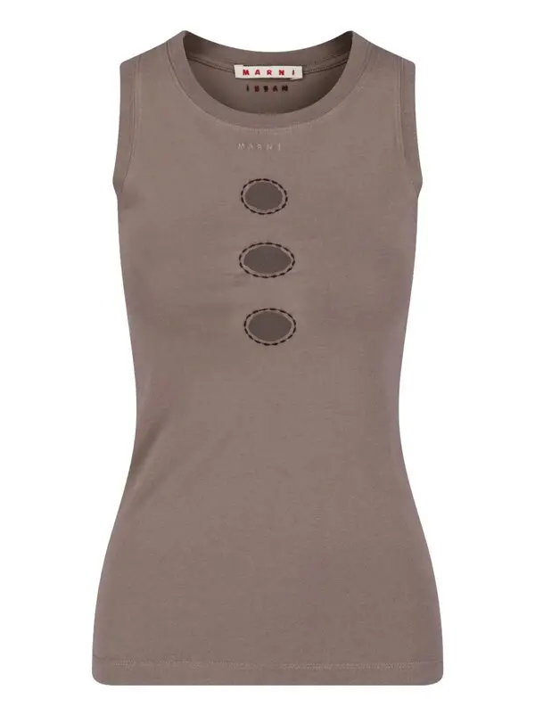 Marni Printed Cotton Tank Top - Taupe