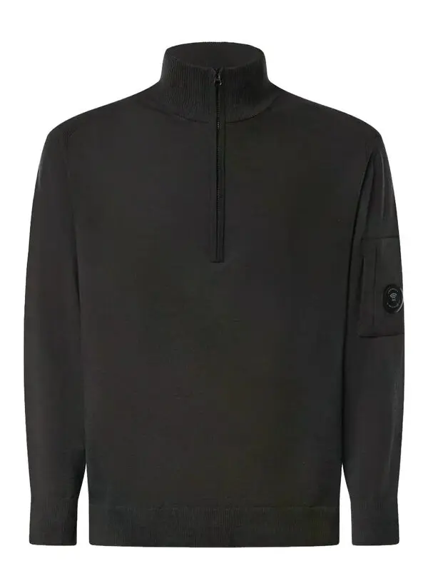 C.P. COMPANY Lens Detail Quarter-zip Sweater - Black