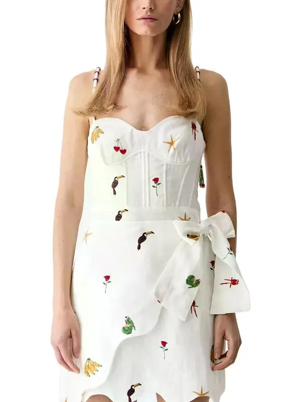 Farm Rio Embroidered Mini Dress - White