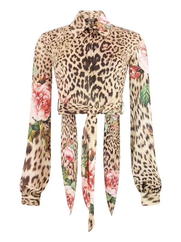 Roberto Cavalli Floral Leopard-print Shirt - Neutrals