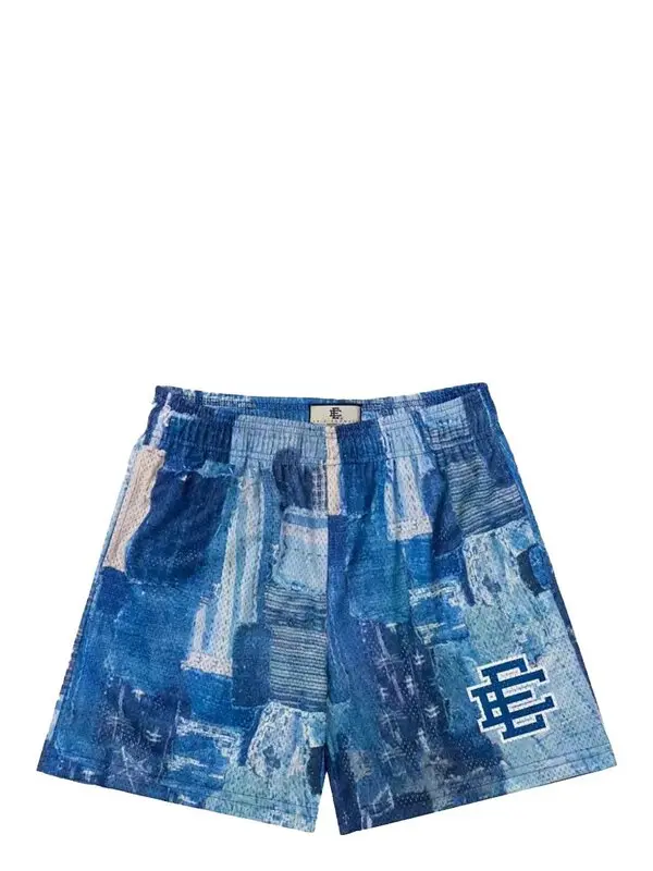ERIC EMANUEL Boro Patchwork Mesh Shorts - Blue