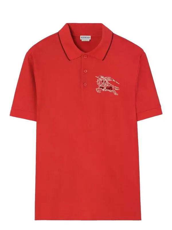 Burberry Heart Knight Cotton Polo Shirt - Red