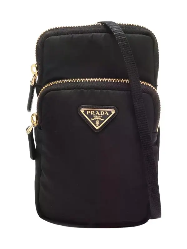 Prada Tessuto Phone Holder Crossbody Bag - Black
