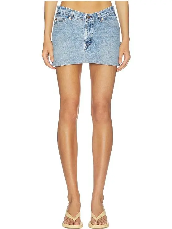 ALIGRACE Low Rise Micro Mini Denim Skirt - Light & Medium