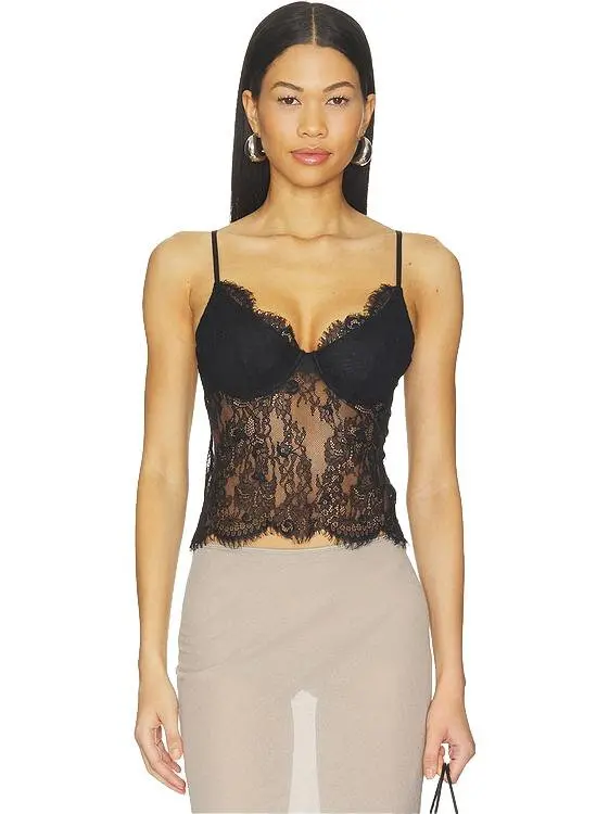 L'Agence Rosel Lace Camisole - Black