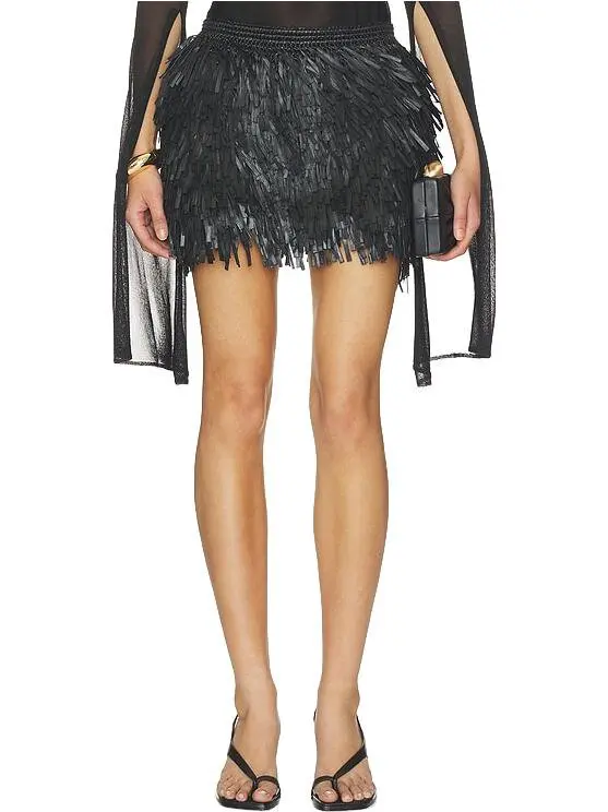 Cult Gaia Darryl Skirt With Fringe Detailing - Black