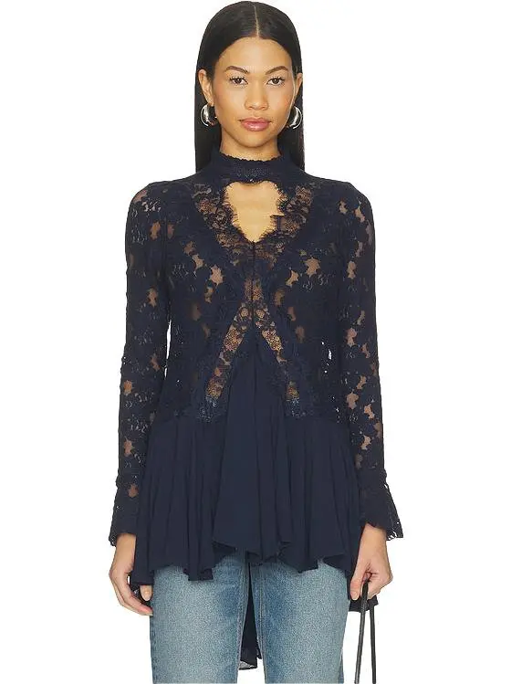 Free People First Crush Lace Tunic - Deeper Iris