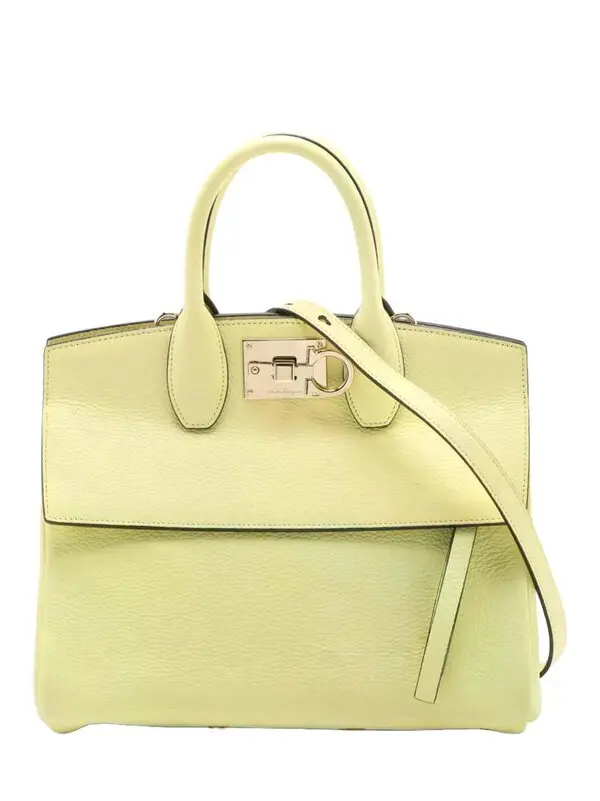 FERRAGAMO Leather Studio Satchel - Yellow