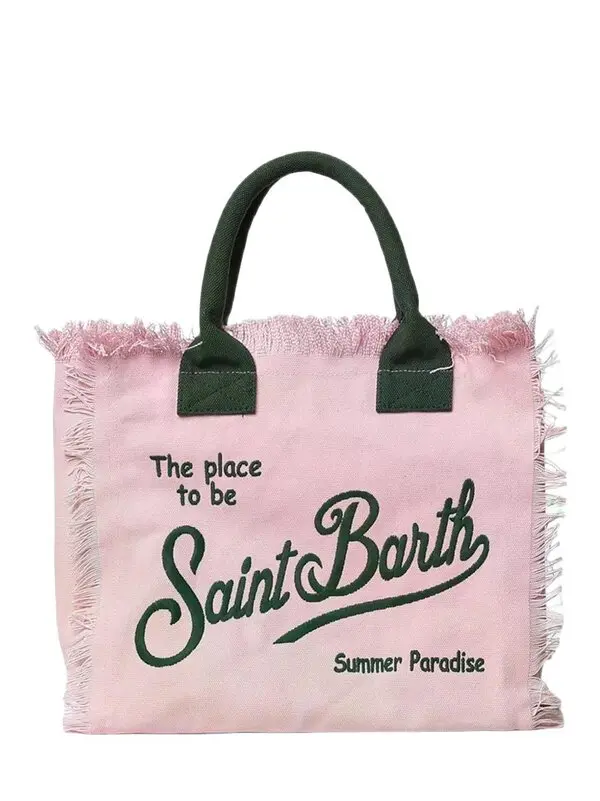 MC2 SAINT BARTH Frayed Logo Tote Bag - Pink