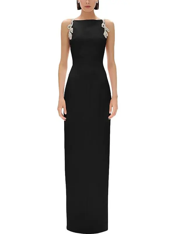 Rachel Gilbert Embellished Column Gown - Black