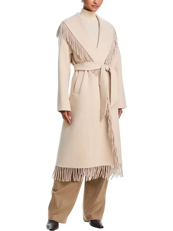 Generation Love Jenny Wool Blend Fringe Coat - Soft Beige