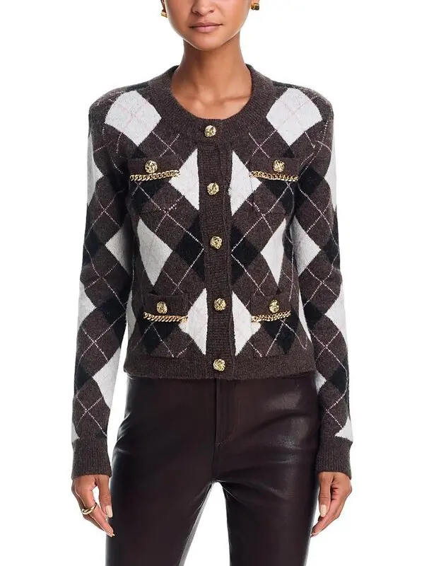Generation Love Donna Argyle Cardigan Sweater - Brown Multi
