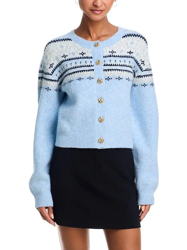 Generation Love Hilda Fair Isle Cardigan Sweater - Light Blue Multi