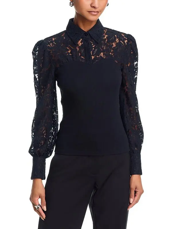 Generation Love Franny Lace Combo Blouse - Black/black