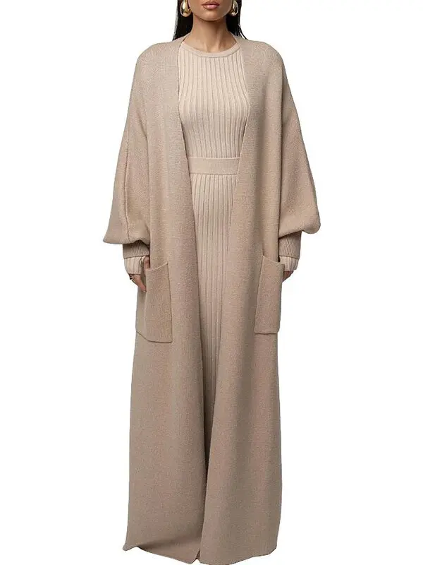 JLUXLABEL Soft Embrace Maxi Cardigan - Beige
