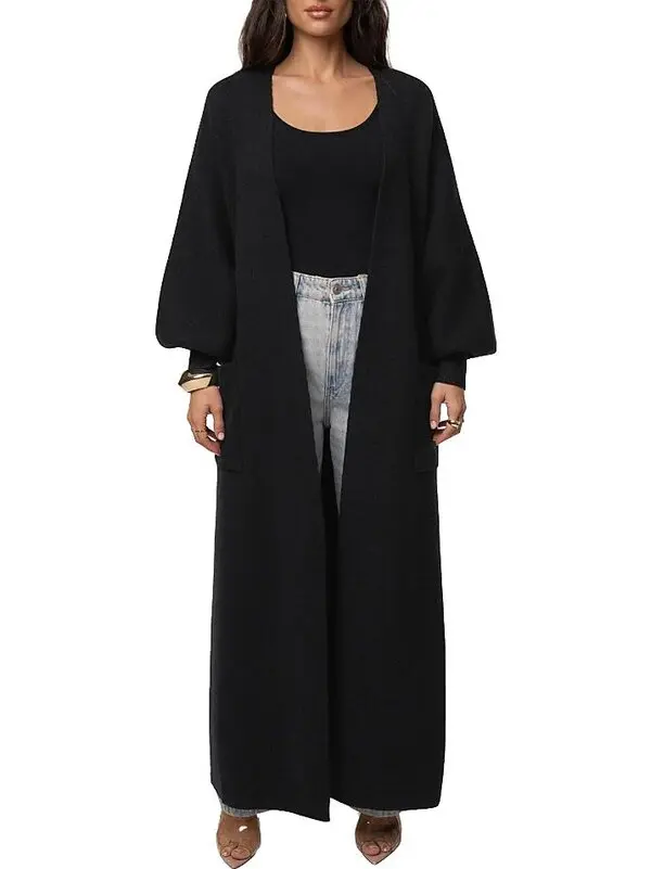 JLUXLABEL Soft Embrace Maxi Cardigan - Black
