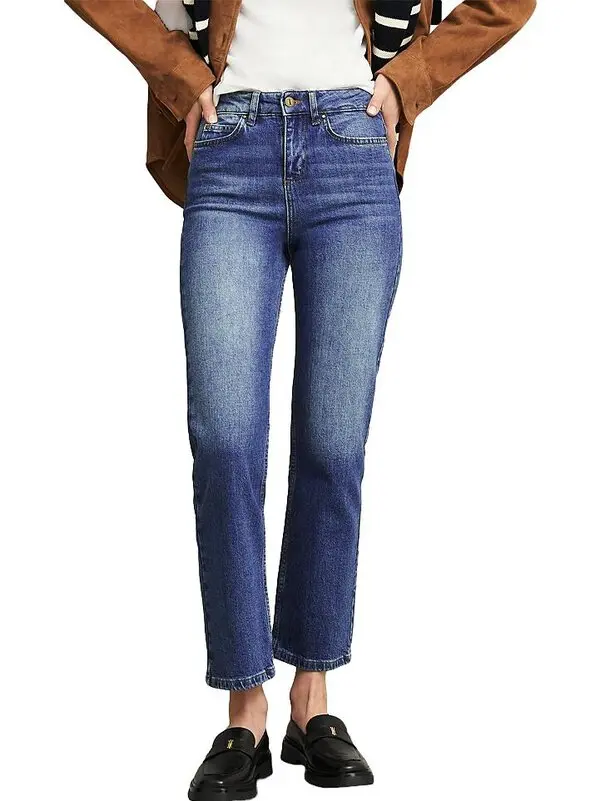 HOBBS LONDON Shea High Rise Straight Leg Jeans - Mid Wash