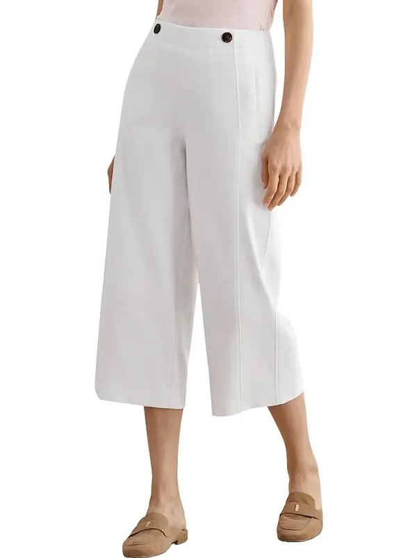 HOBBS LONDON Kimmi Wide Leg Cropped Trousers - White