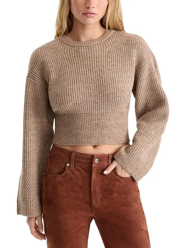 Good American Chunky Knit Cropped Sweater - Dusk