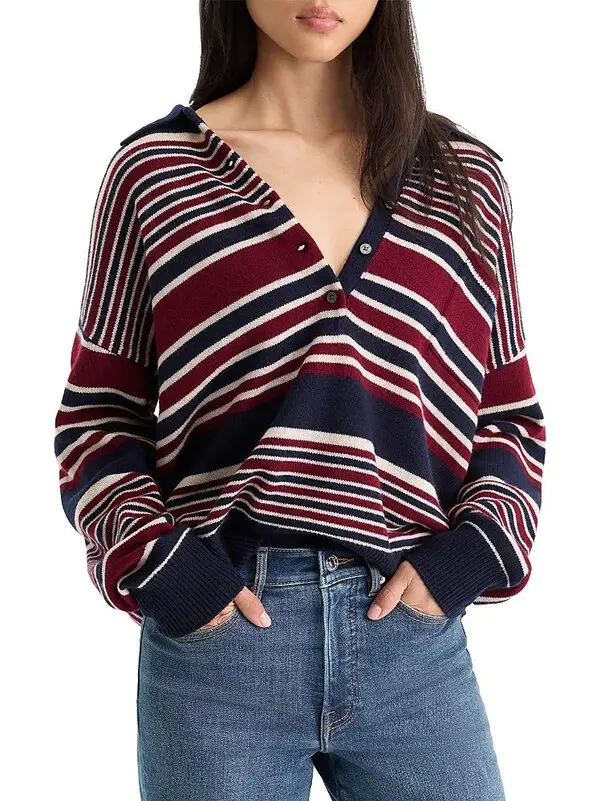 Good American Striped Rugby Sweater - Multi Stripe