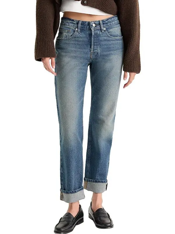 Good American Mid Rise Straight Ankle Jeans - Indigo
